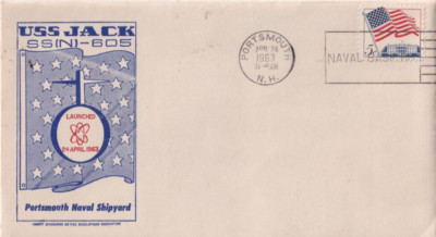 USS JACK (SSN-605) Permit Class SUB for Launch Date 04-24-63 Portsmouth ...