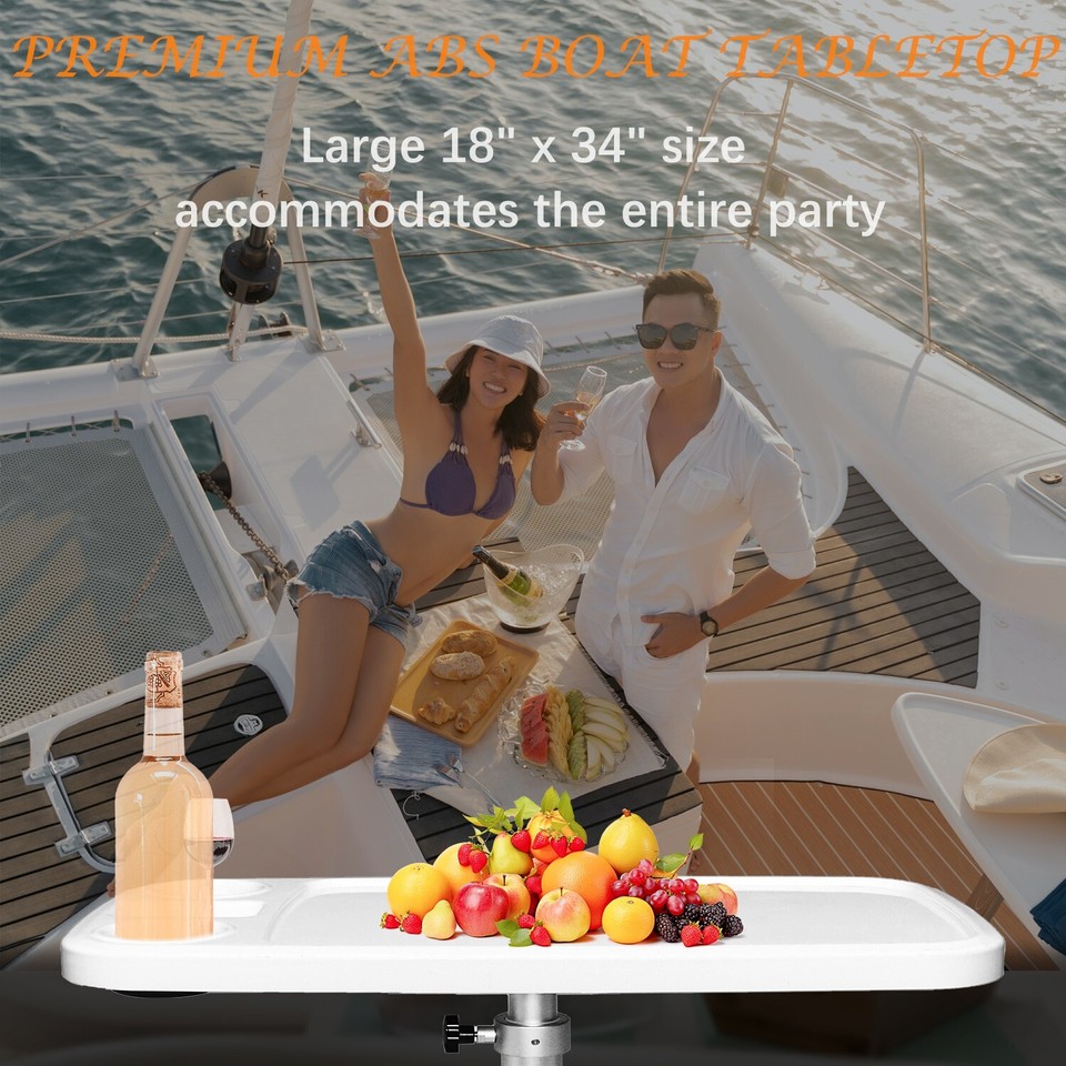 Removable Boat Table 34X18 in Pontoon Boat Table Marine RV ABS Table ...