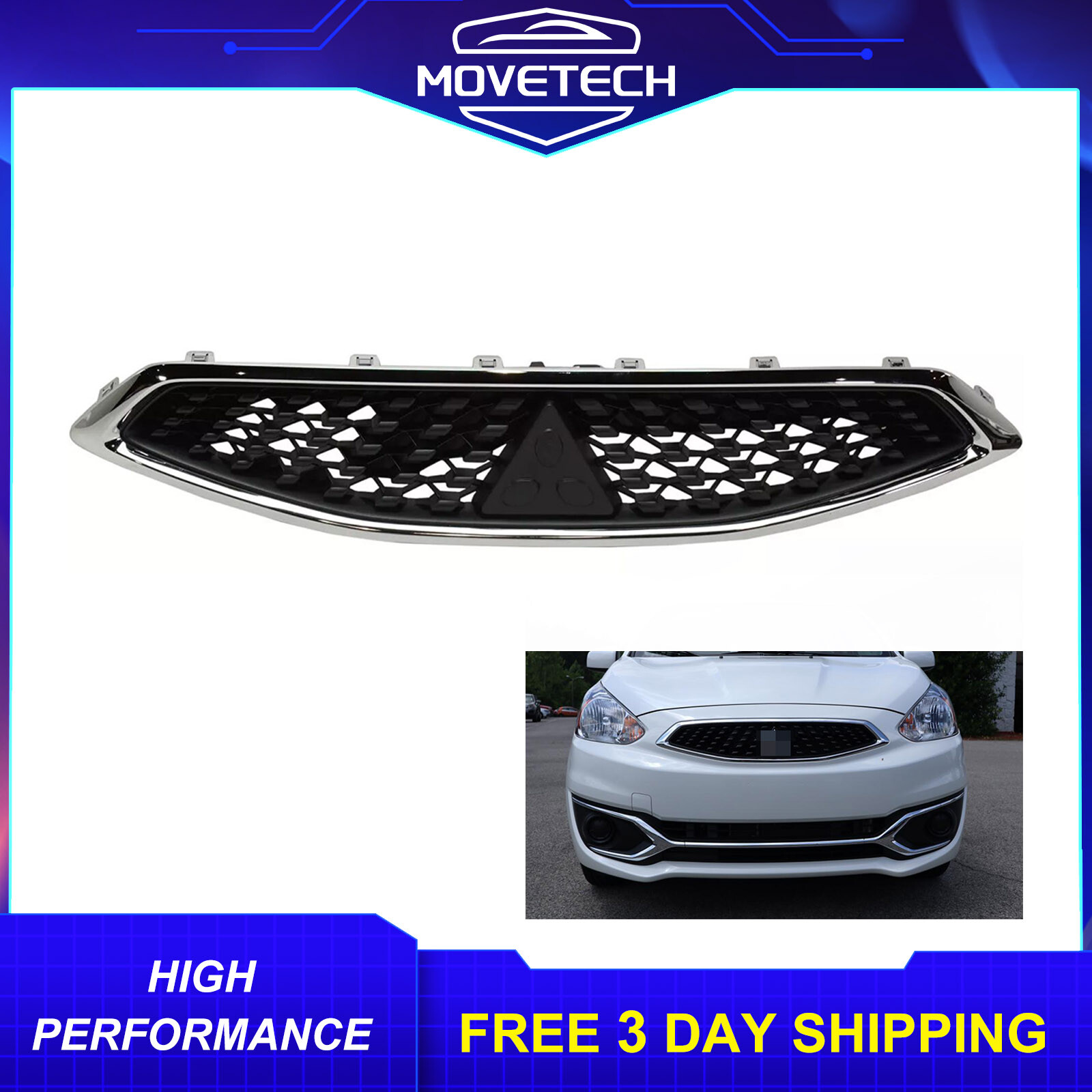 2017-2020 Mitsubishi Mirage Hatchback Front Grille Chrome For ...
