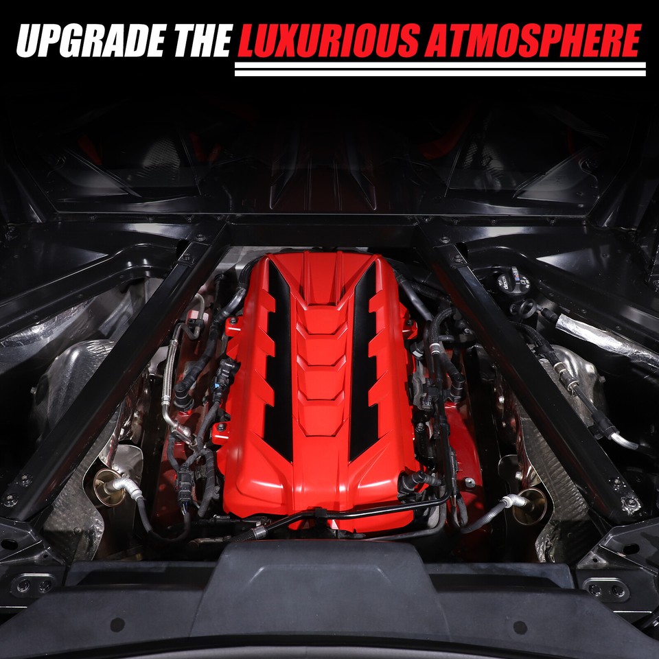 Red Engine Bay Panel Cover Trim in Edge Black For Corvette Coupe C8 ...