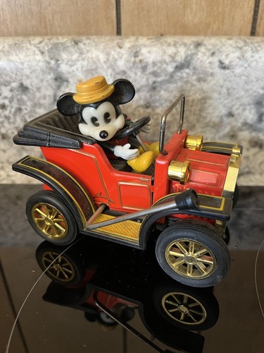 Vintage 1981 MASUDAYA CORP MICKEY MOUSE 🔥LEVER PULL TIN Toy Car🔥 ...