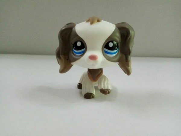 #2254 Littlest Pet Shop White Grey Cocker Spaniel Dog Blue Eyes Animal ...