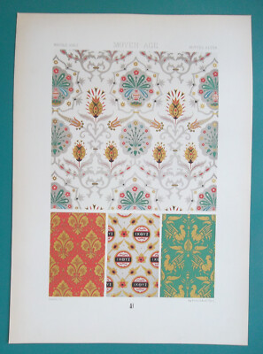 SILK FABRICS Middle Ages Oriental Motifs Venice - 1887 Racinet COLOR ...