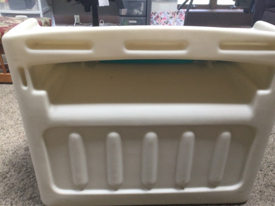 Vintage STEP 2 Toy Box Storage Chest w/ Blue Lid & Display Shelf ...