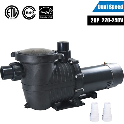 2 Speed 2HP 230V High-Flo INGROUND Swimming POOL PUMP Strainer Energy ...