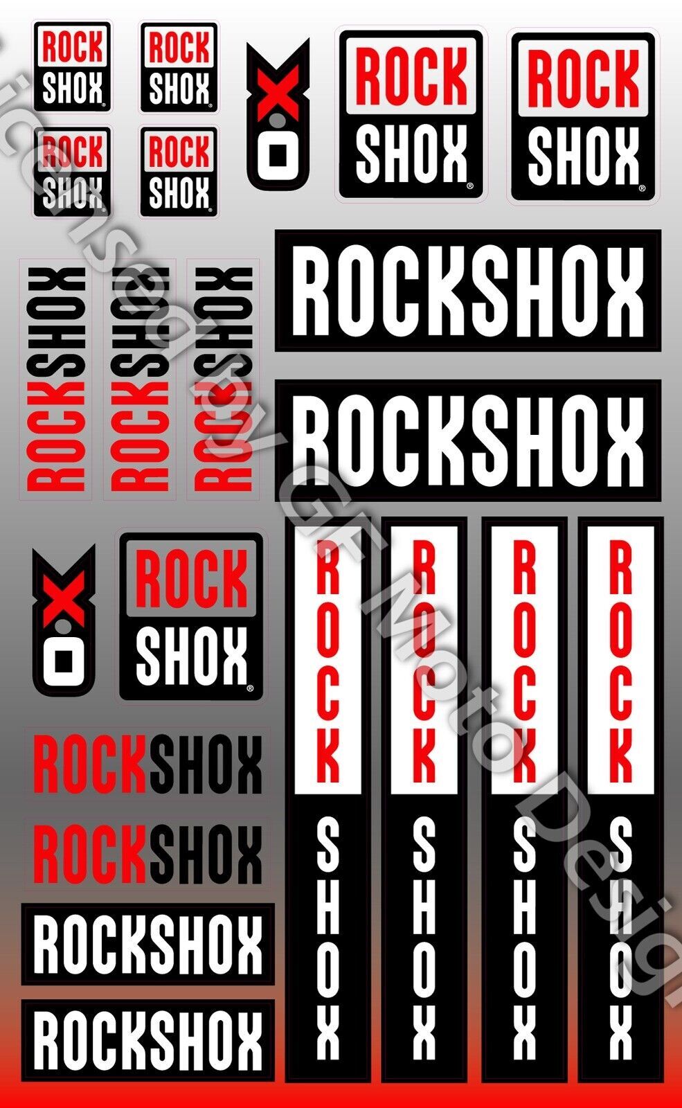 Rock Shox Fork Bike Shock Decal Sheet 22 Stickers Set Bicycle Laminated ...