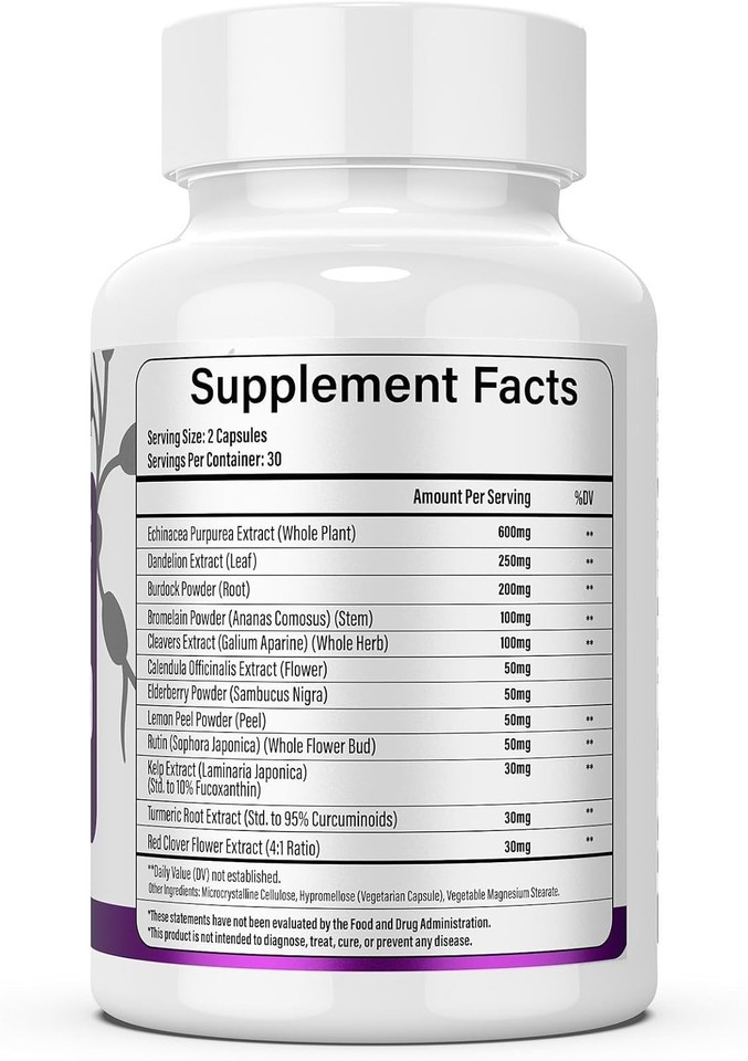 Lymphatic Drainage Supplements, 1540mg Lymph System Support Supplement ...