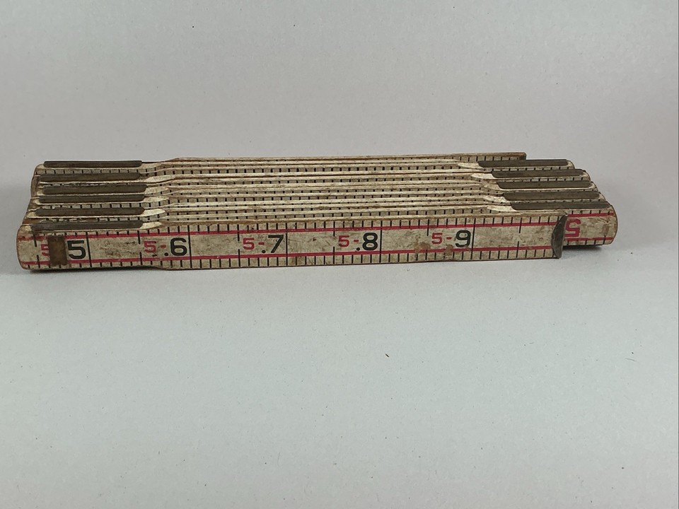 Lufkin Red End No. 066D Engineers Wood Folding Ruler Brass Lock Joints ...