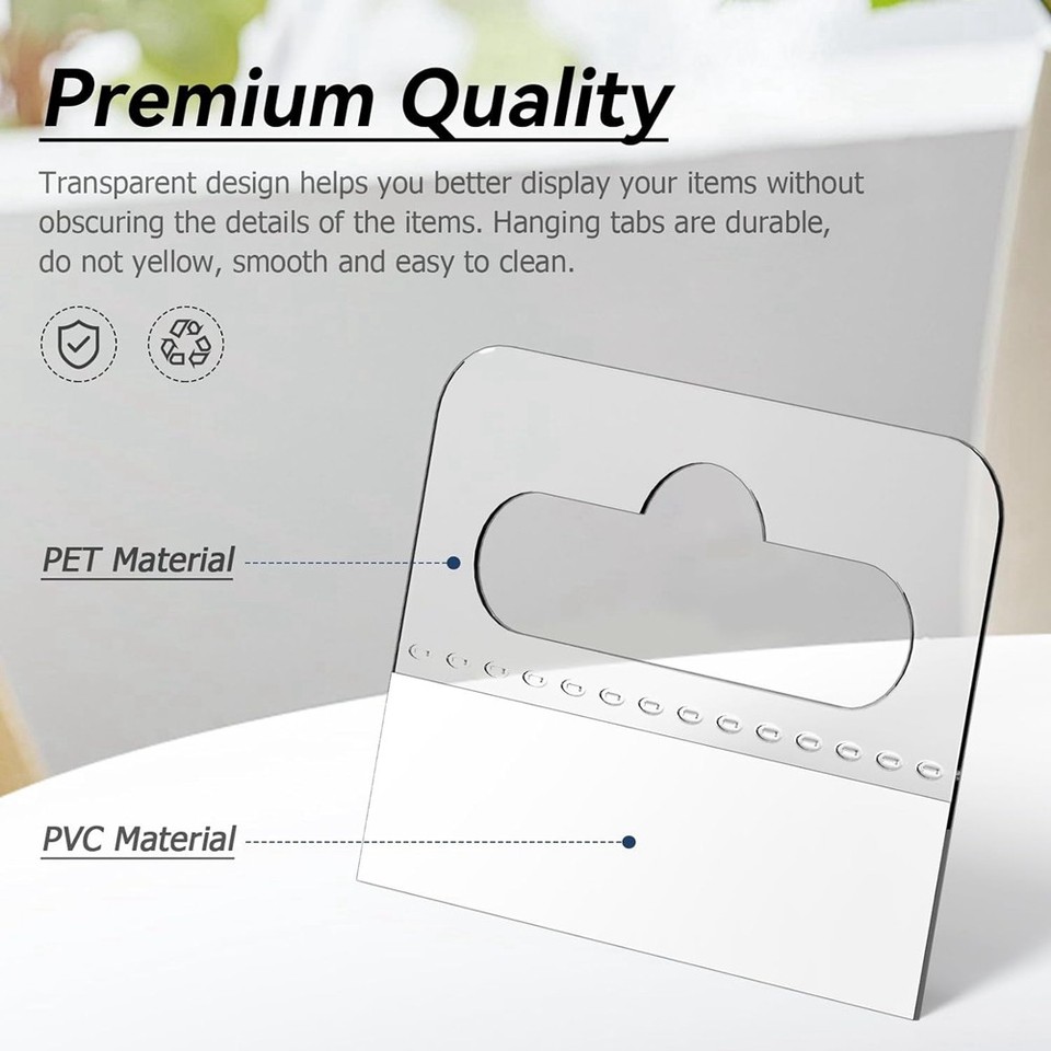 Tabs, 200 Pcs Clear Sticky Hanging Tabs Slot Hole Self Adhesive Plastic ...