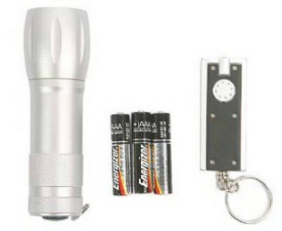 RAYZ 9 LED FLASHLIGHT W BONUS LED KEY RING + FREE ENERGIZER AAA ...
