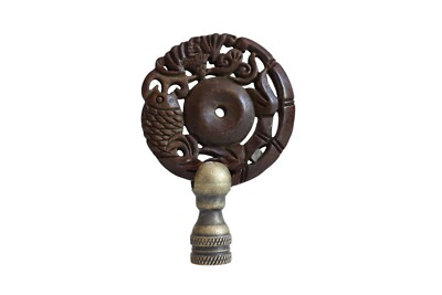 Beautiful Vintage Style Hand Carved Brown Jade Fish and Bat Motif Lamp ...