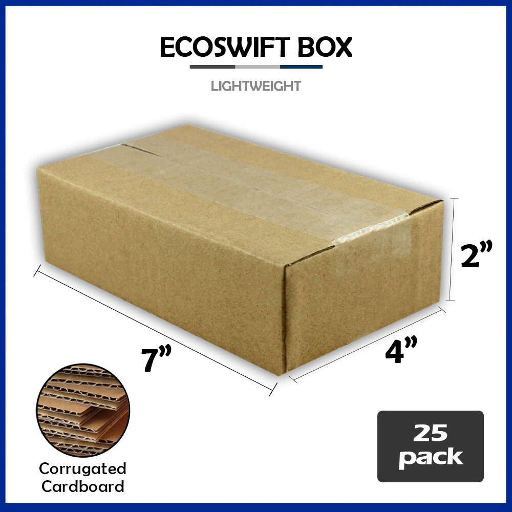 25 7x4x2 "EcoSwift" Brand Cardboard Box Packing Mailing Shipping ...