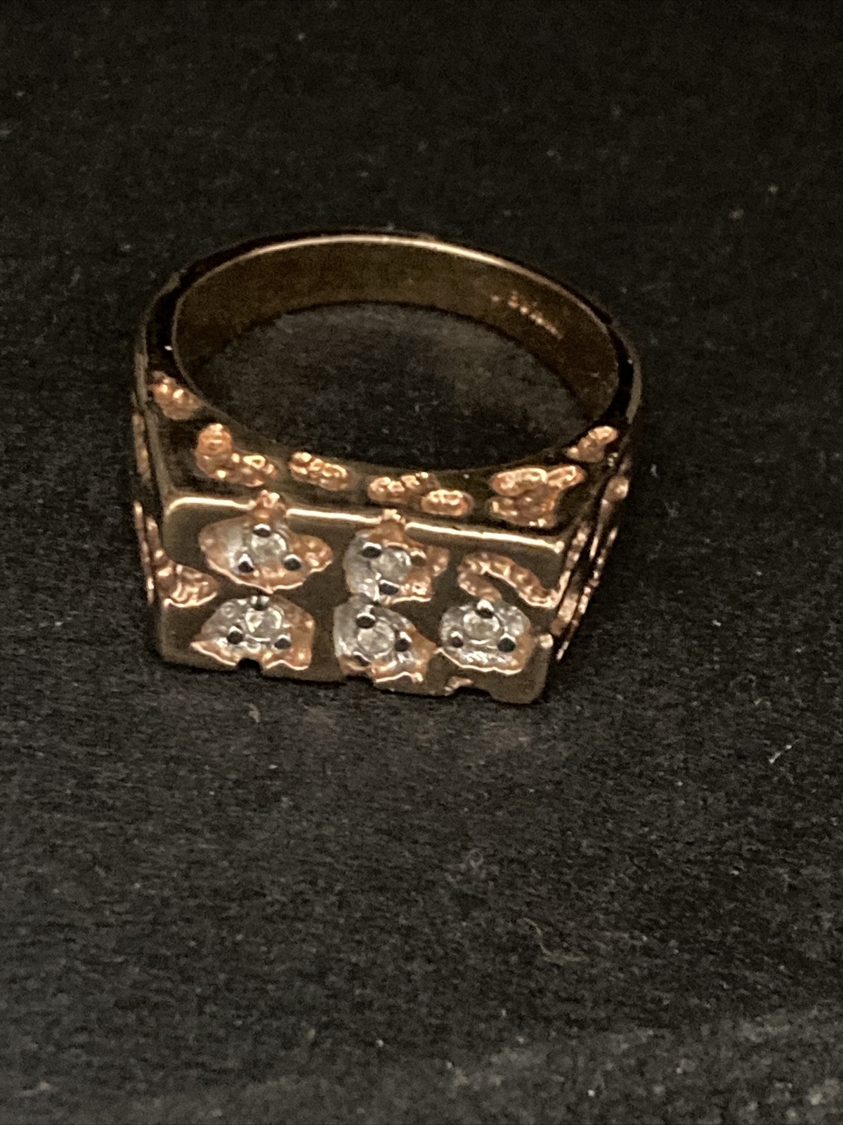 Vtg Mens Ring 18k GF Gold Plated Jewelry Band Sz 13 - Gem