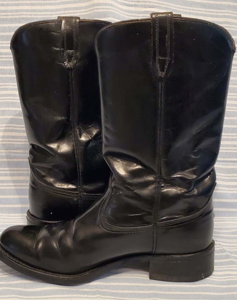 Vintage Acme Vulcan 9080 Black Leather Roper Biker Western Cowboy Boots ...