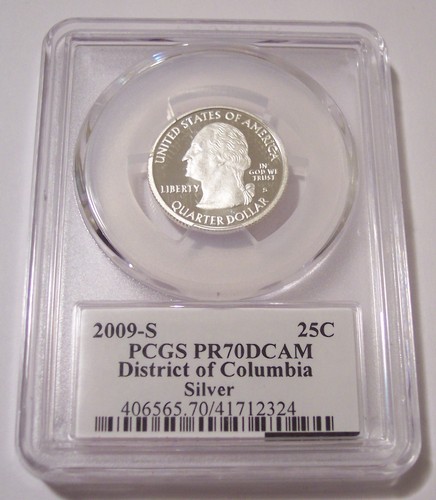 2009 S Silver District of Columbia Quarter Proof PR70 DCAM PCGS Flag ...