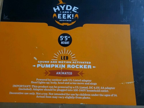 NEW (65")Hyde & Eek Sound & Motion Activated Pumpkin Rocker Animated ...