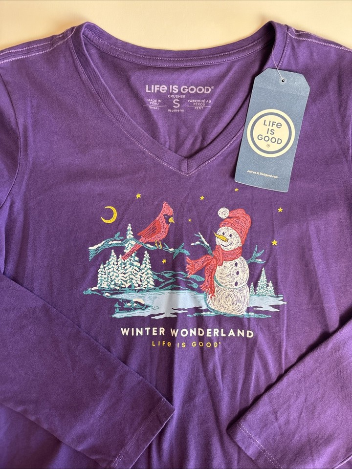 NWT Life is Good Women' S Long Sleeve Winter Wonderland Snowman ...