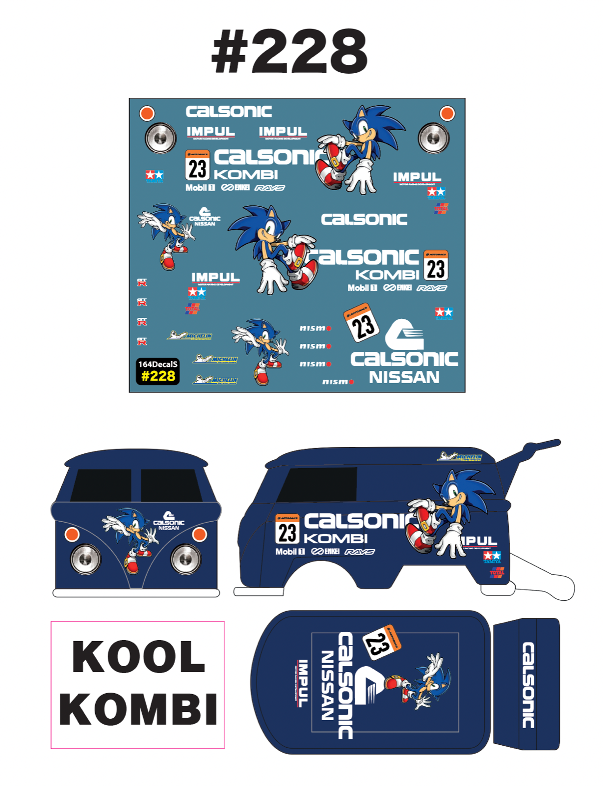 KOOL KOMBI Waterslide Decal White Toner Custom 1/64 Hot Hw All Cars ...