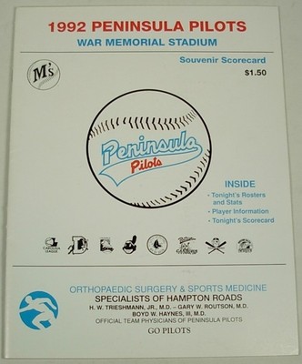 PENINSULA PILOTS SEATTLE MARINERS 1992 BASEBALL PROGRAM ROSTER | eBay