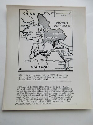 Laos Map - Shaded areas held by Communist Rebel Troops 1961 Press Photo ...