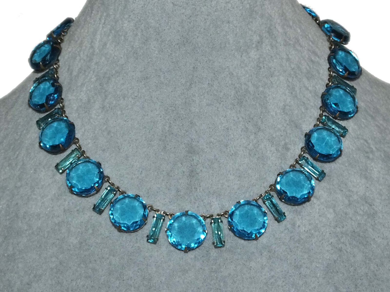 Art Deco Geometric Robins Egg Aqua Blue Paste Open Ba… - Gem