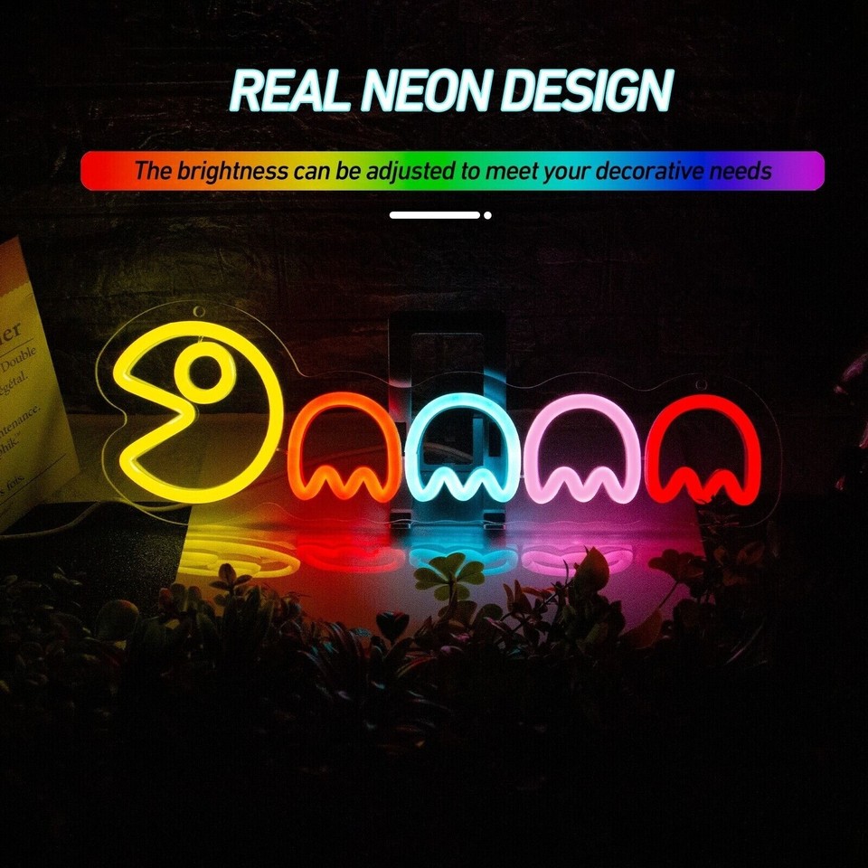 Game Neon Signs USB Ghost Neon Light Led Sign Retro Decor Arcade Game ...