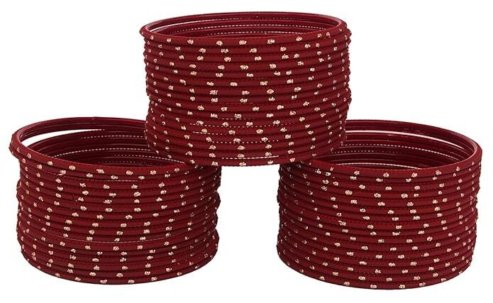 Lovely Cute 36 PCS SPARK Maroon Color Velvet bangle bracelet For Girls ...
