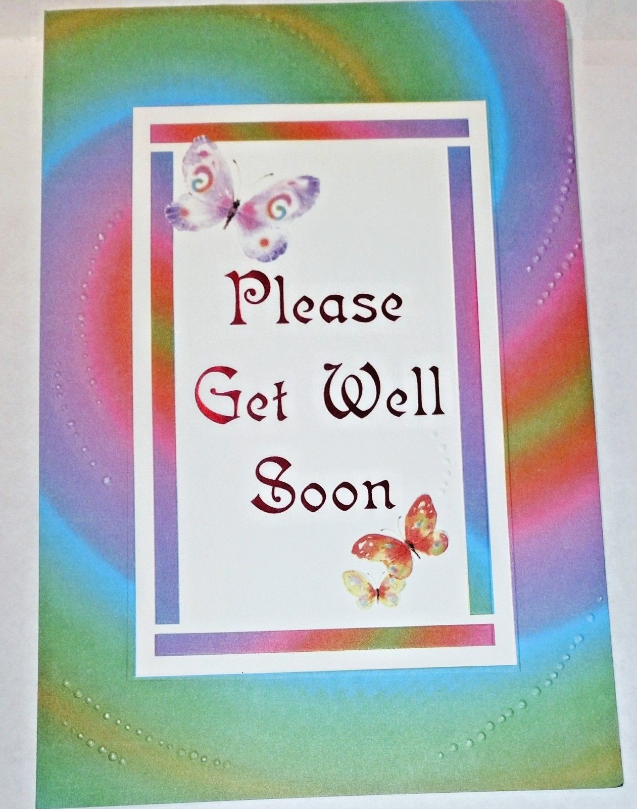 1 Get Well Greeting Card/Envelope Butterflies Colors Illness Sincere ...