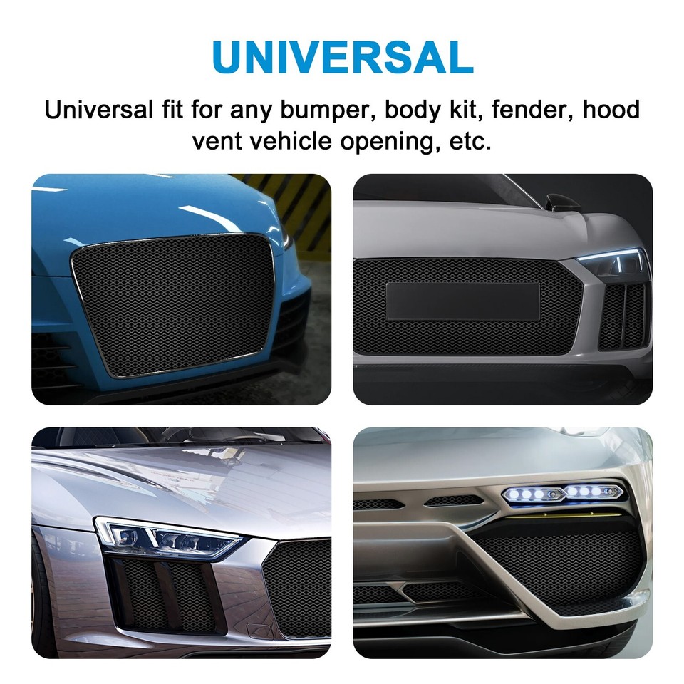 Black Aluminum Mesh Grill Cover Car Bumper Fender Hood Vent Grille Net ...