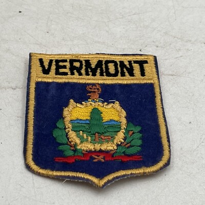 VTG Sew On Patch Farmers Trucker Hat Farm Cap Vermont State Seal Ski ...