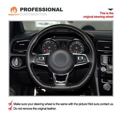 Custom Leather Suede Car Steering Wheel Cover for VW Golf GTI 7 Golf R ...