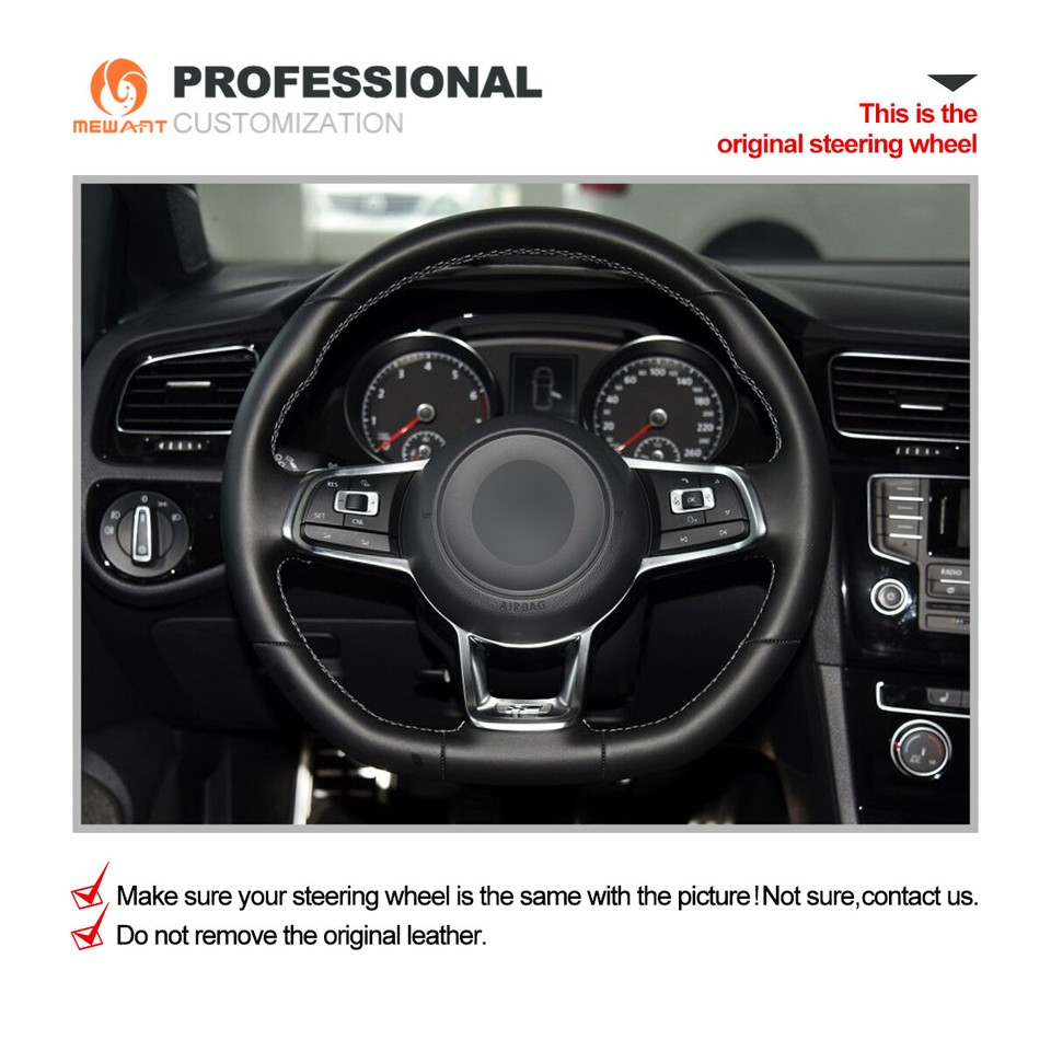 Leather Suede Car Steering Wheel Cover for Volkswagen VW Golf GTI 7 ...