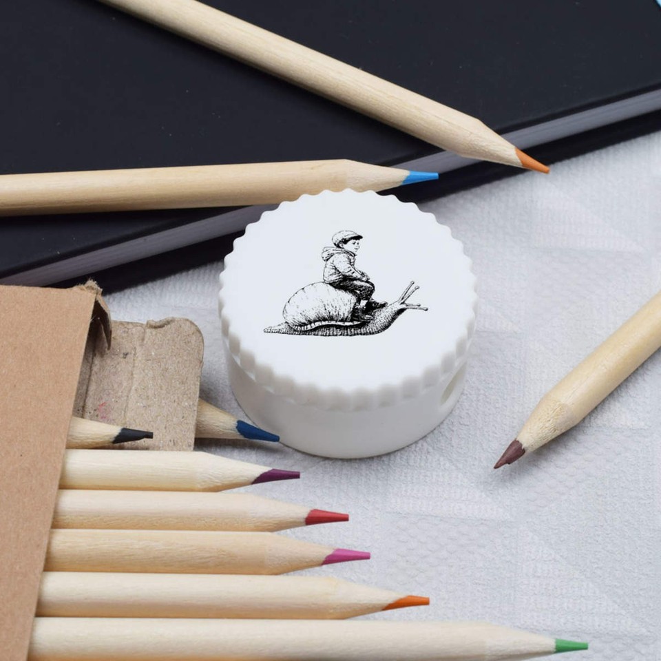 'Boy Riding Snail' Compact Pencil Sharpener (PS00043294) | eBay UK