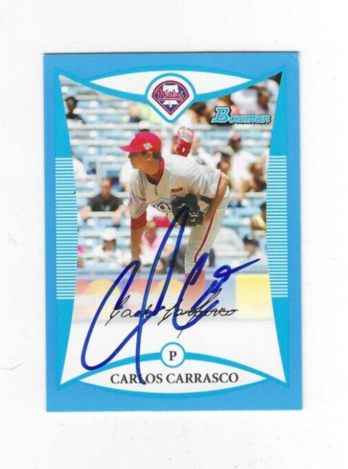 Autographed Carlos Carrasco 2008 Bowman Philadelphia Phillies card # ...