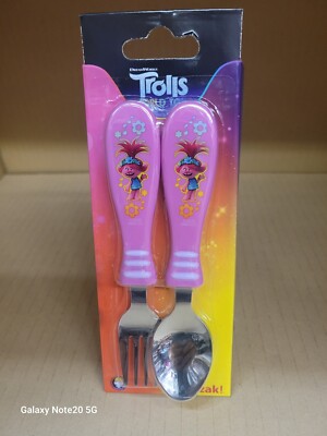 Dreamworks Zak Trolls Easy Grip Flatware 2 Piece Set Spoon Fork New ...