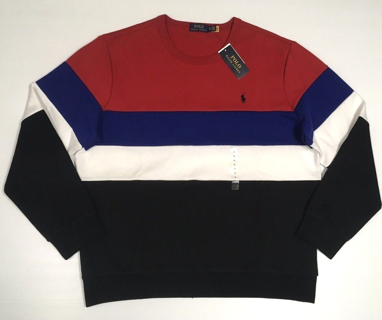 Polo Ralph Lauren Colorblocked Patchwork Sweater Sweatshirt Hi Tech ...