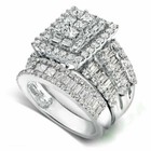 Beautiful Invisible Princess Shaped Stone Engagement Ring Band Set 925 ...