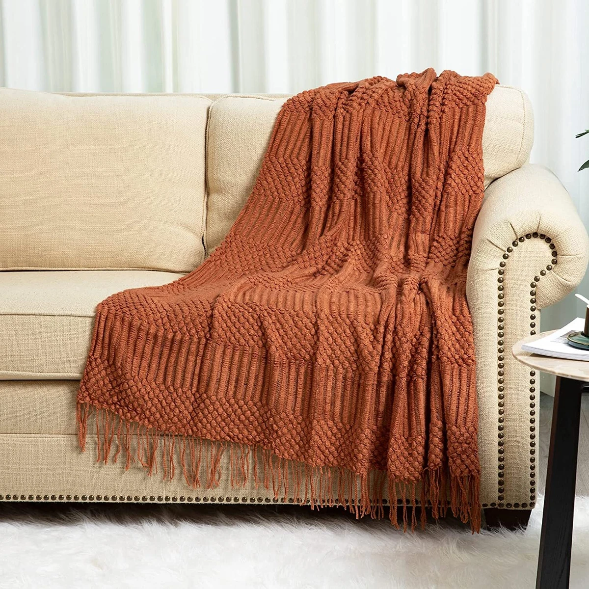 Rust Colored Sofa Throw | Baci Living Room
