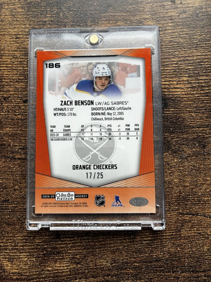 2024-25 OPC Platinum Orange Checkers Zach Benson /25 | eBay