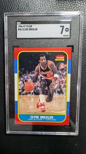 1986 Fleer #26 Clyde Drexler Rookie Card RC Portland Trail Blazers SGC ...