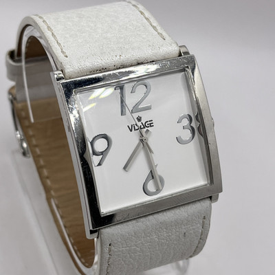 Visage Women's Quartz Watch 35mm Silver Case White Leather Band- New ...