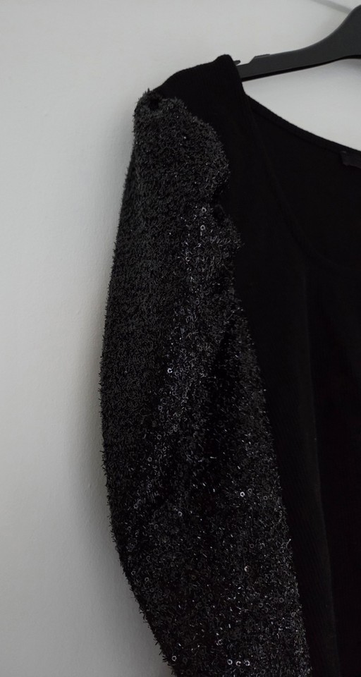 Sequin Long Sleeve Black Party Top Size 16 New Without Tags | eBay UK