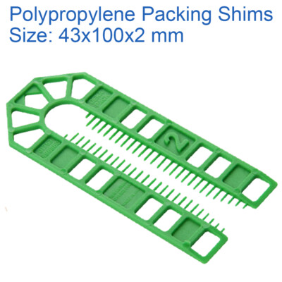 2mm GREEN 43mm x 100mm PLASTIC PACKERS U SHIMS PAILS POLYPROPYLENE ...