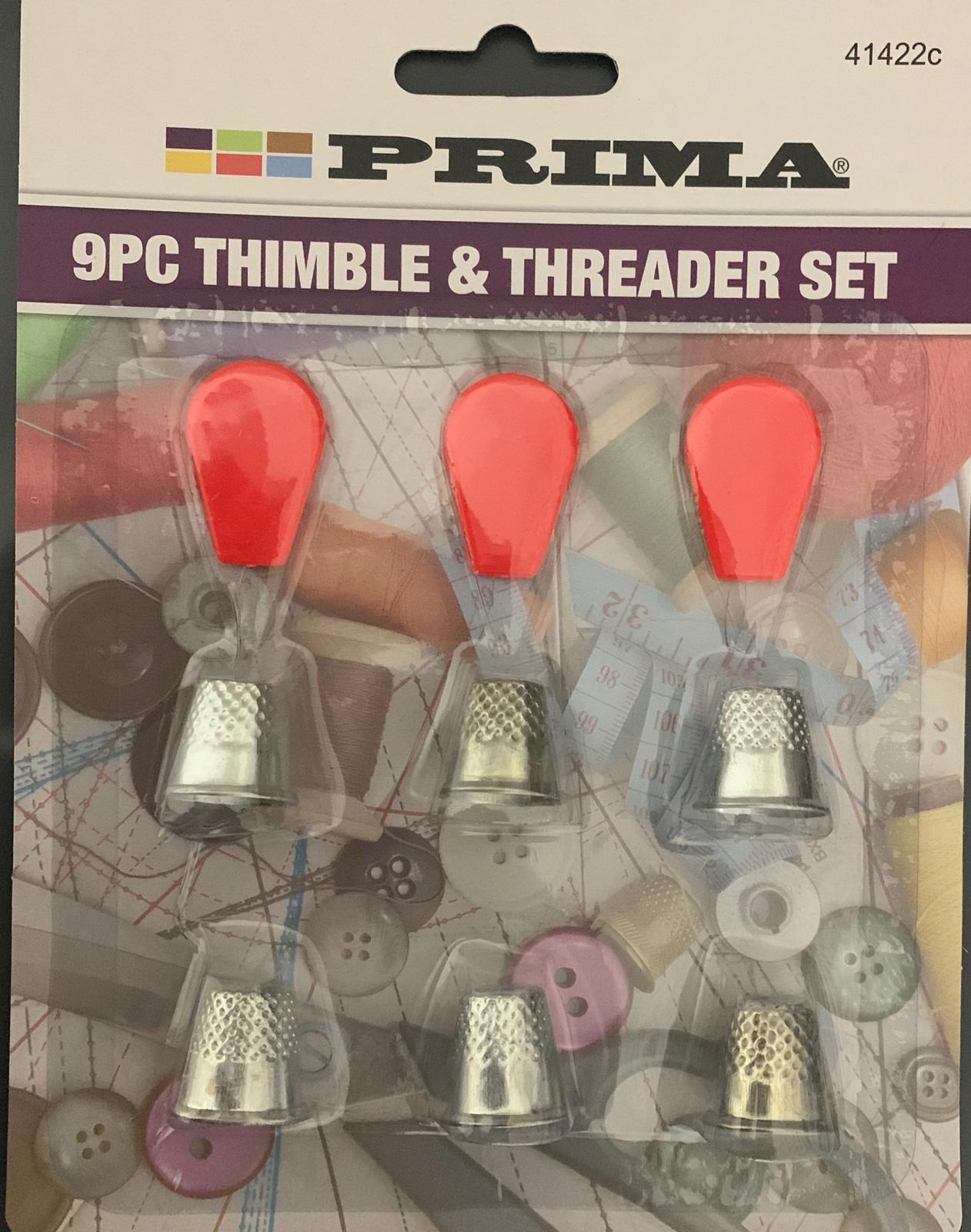9 PCs Thimble & Threader Set Sewing 6 Thimbles 3 Threaders Tailor ...