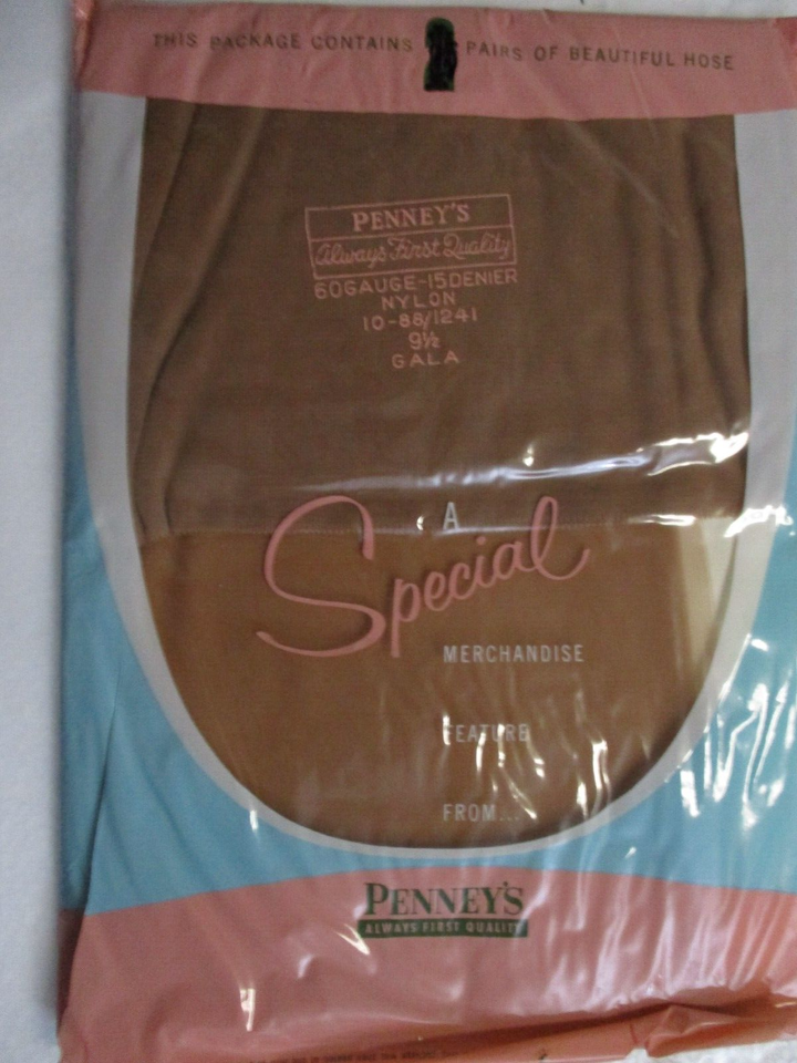 1PR VINTAGE PENNY'S DARK SEAMED FULL FASH FLAT KNIT NYLON STOCKINGS SZ ...