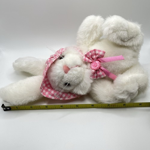 Rare Vintage Fiesta 9” Pink Gingham Hat Easter Bunny Rabbit Stuffed ...