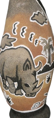 Coastal Conch Shell w Hand Painted Kenyan Landscape & Grazing ...