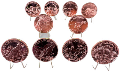 Copper Art Coins * Ten-Piece Dinosaur Collector Set * Fine .999 Bullion ...