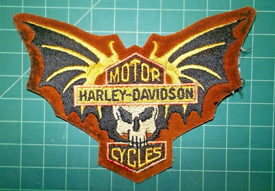 Vtg 70s HARLEY Skull BAT WINGS Old Outlaw BIKER Motorcycle PATCH~Vest ...