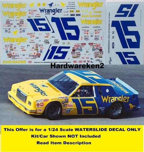 NASCAR DECAL #15 WRANGLER 1982 FORD THUNDERBIRD DALE EARNHARDT - 1/24 ...